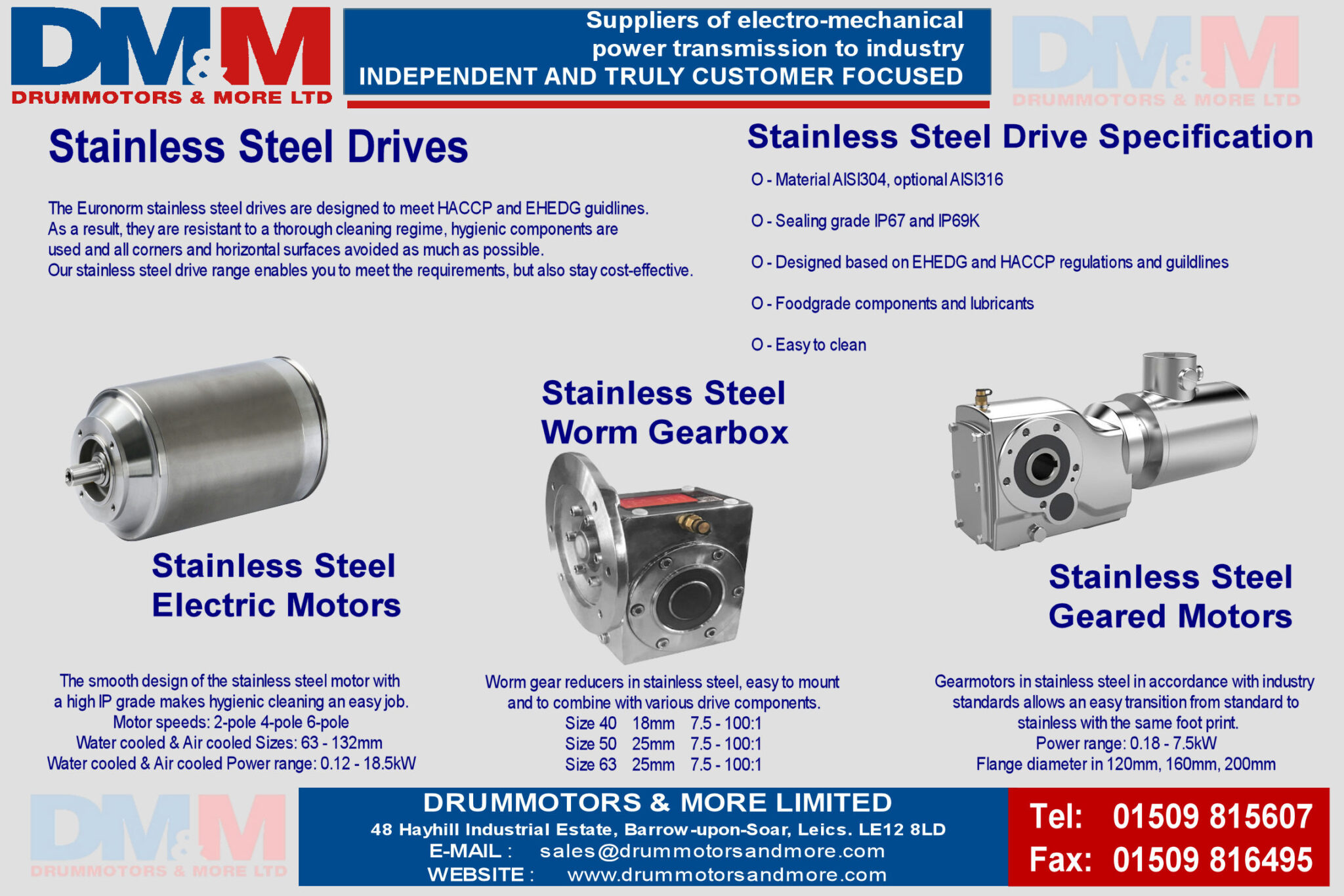 New Stainless steel drives to the DM&M range - Drummotors And More